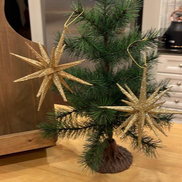 Holiday | Glitter Gold Spike Star Ornaments Set Of 2 | Poshmark